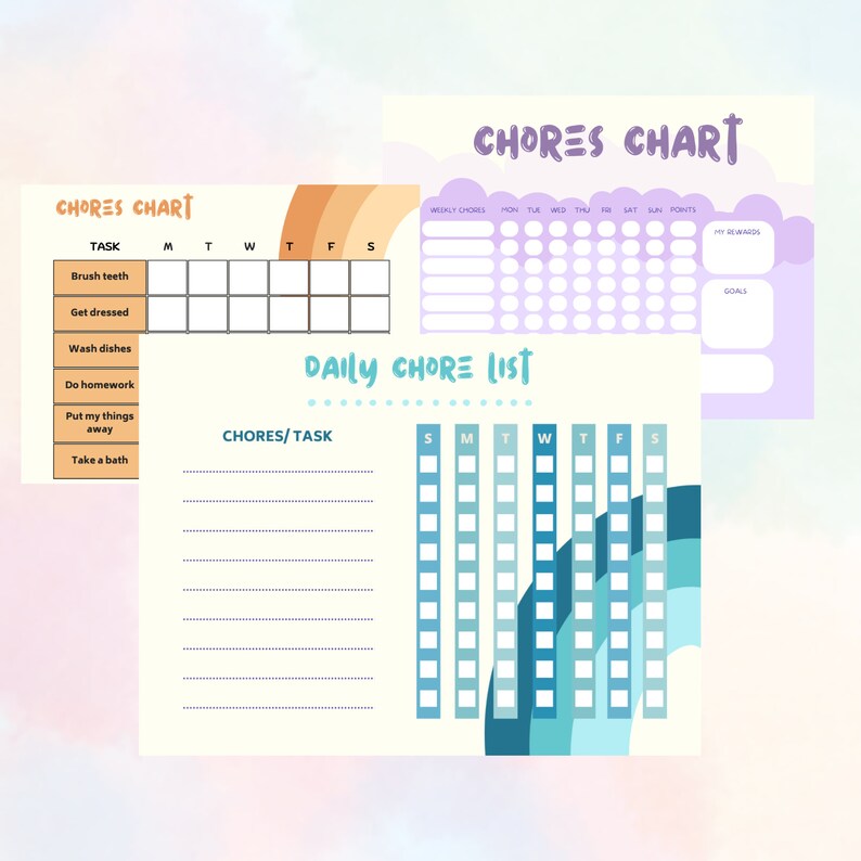 Editable Chore and Responsibilities Chart, Kids Teens Weekly & Daily ...