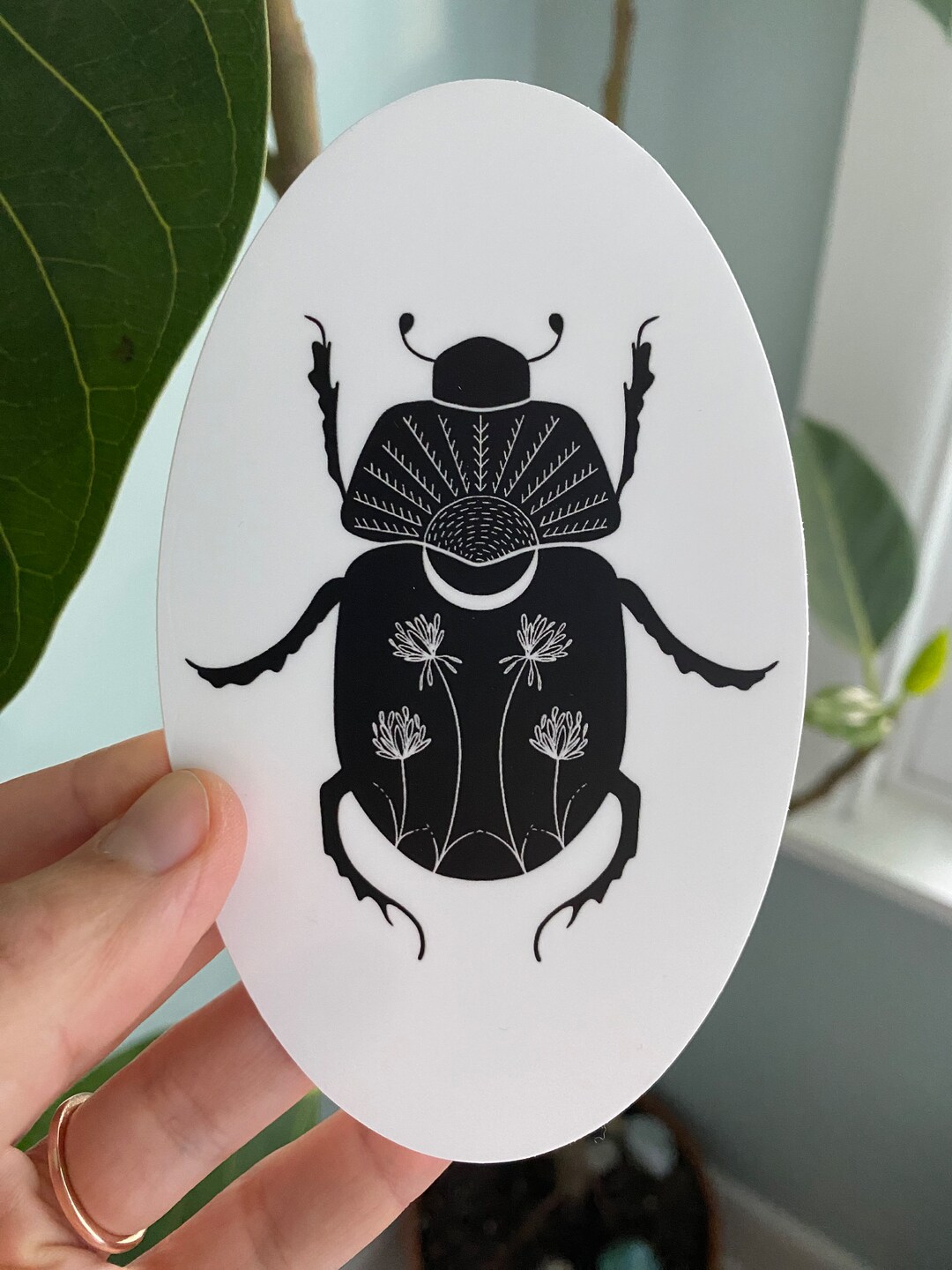 Moon Beetle Sticker, Insect Sticker, Laptop Decal, Water Bottle Sticker ...