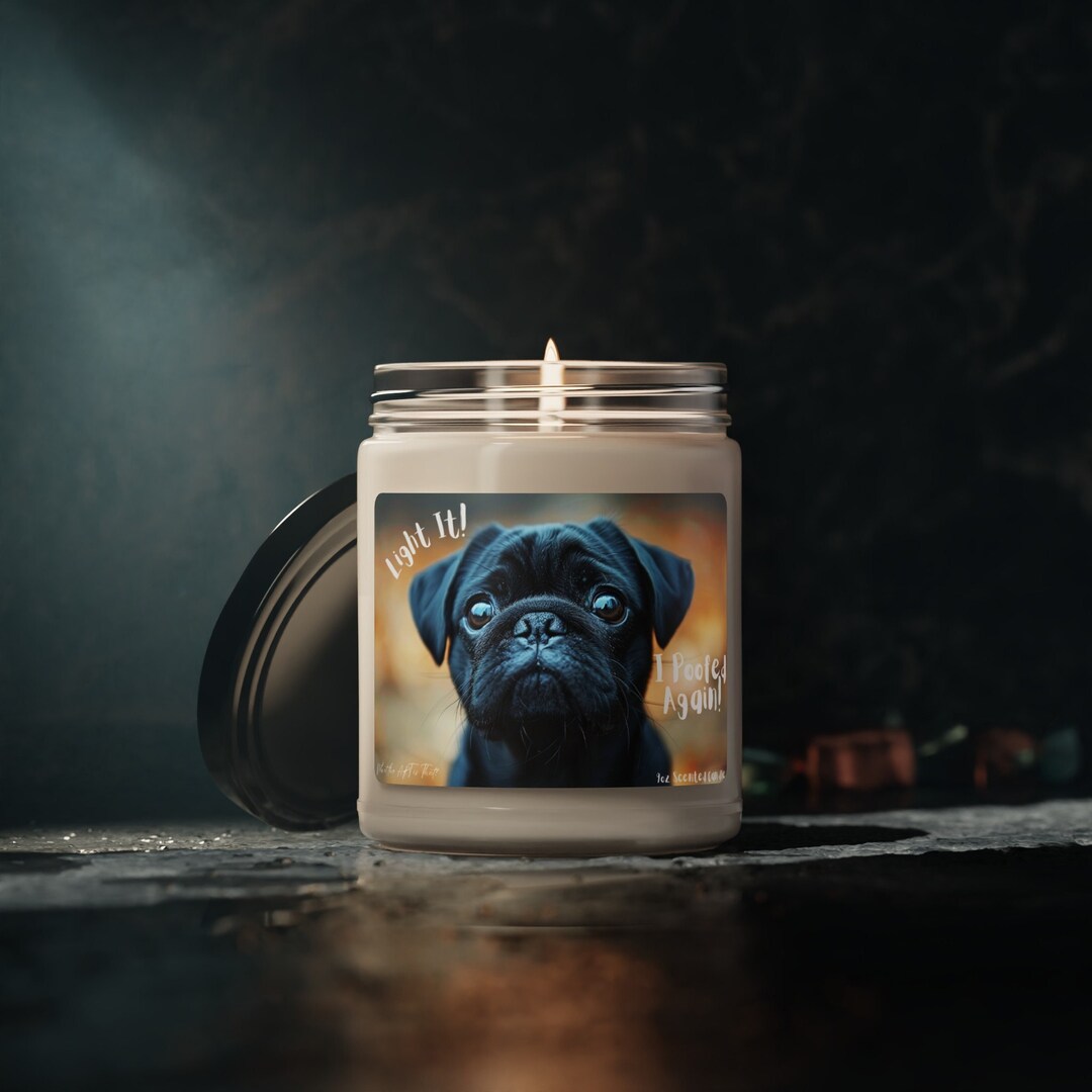 Pug Candle, Black Pug Candle, Cute Pug Candle, "light It! I Poofed ...