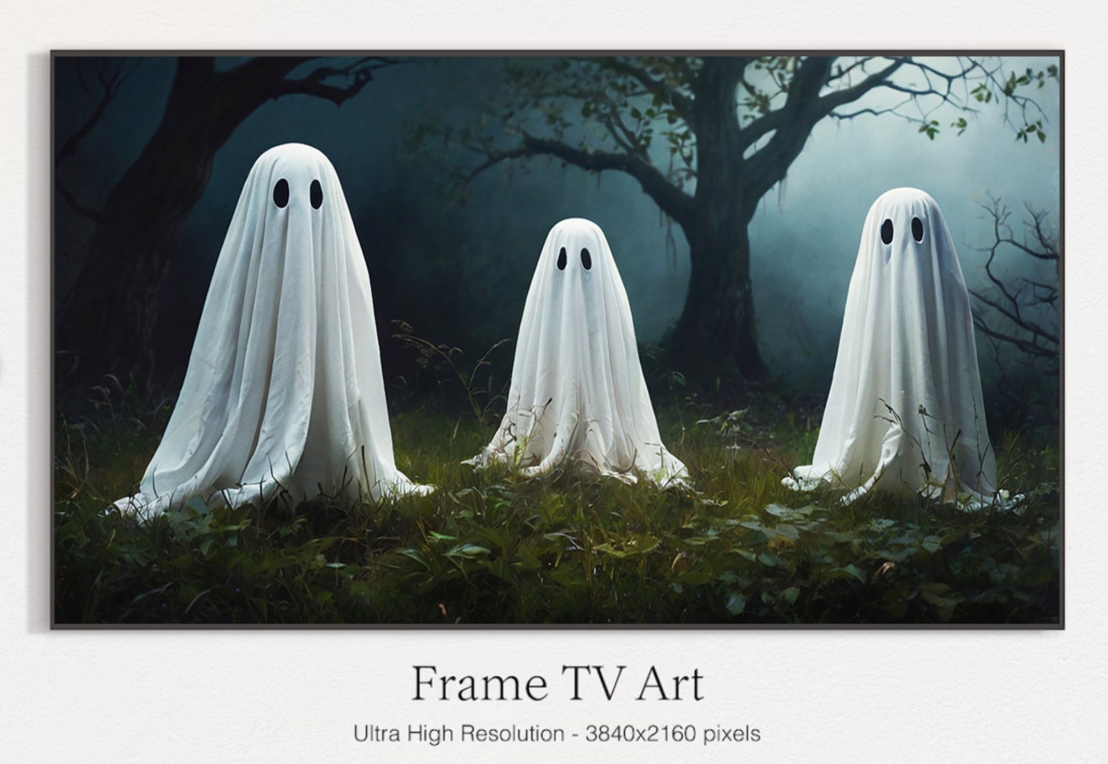 Eerie Ghosts in Woods Frame TV, Ghosts Frame TV, Halloween Ghosts Frame ...