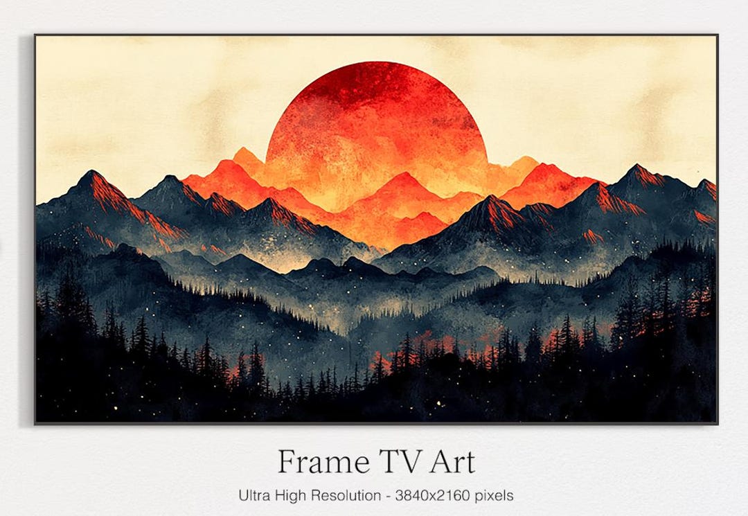 Fiery Mountain Eclipse Frame TV, Samsung Frame TV, Eclipse Wall Art ...