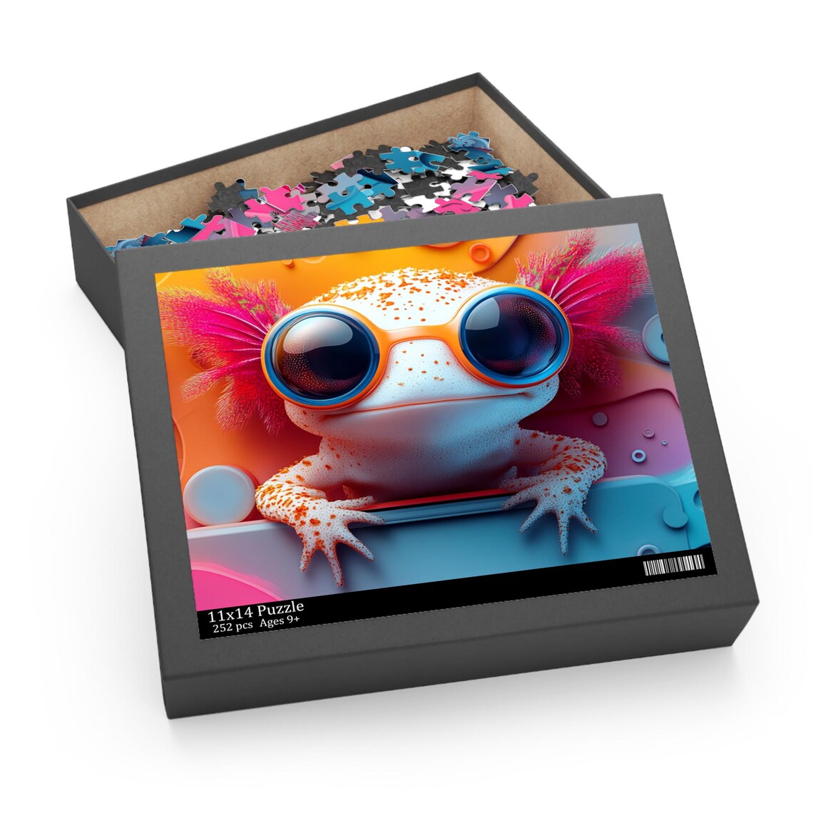 Retro Axolotl Puzzle: 80s Neon Sunglasses, Fun Family Activity - Etsy