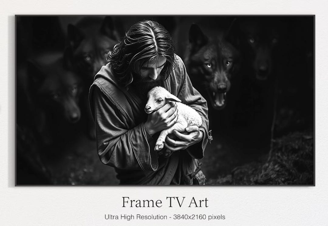 Jesus Rescuing the Lamb, Jesus TV Art, Jesus Samsung TV, Jesus and the ...