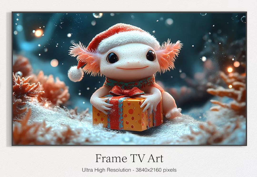 Christmas Axolotl, Santa Axolotl, Axolotl Frame TV, Axolotl Digital Art ...