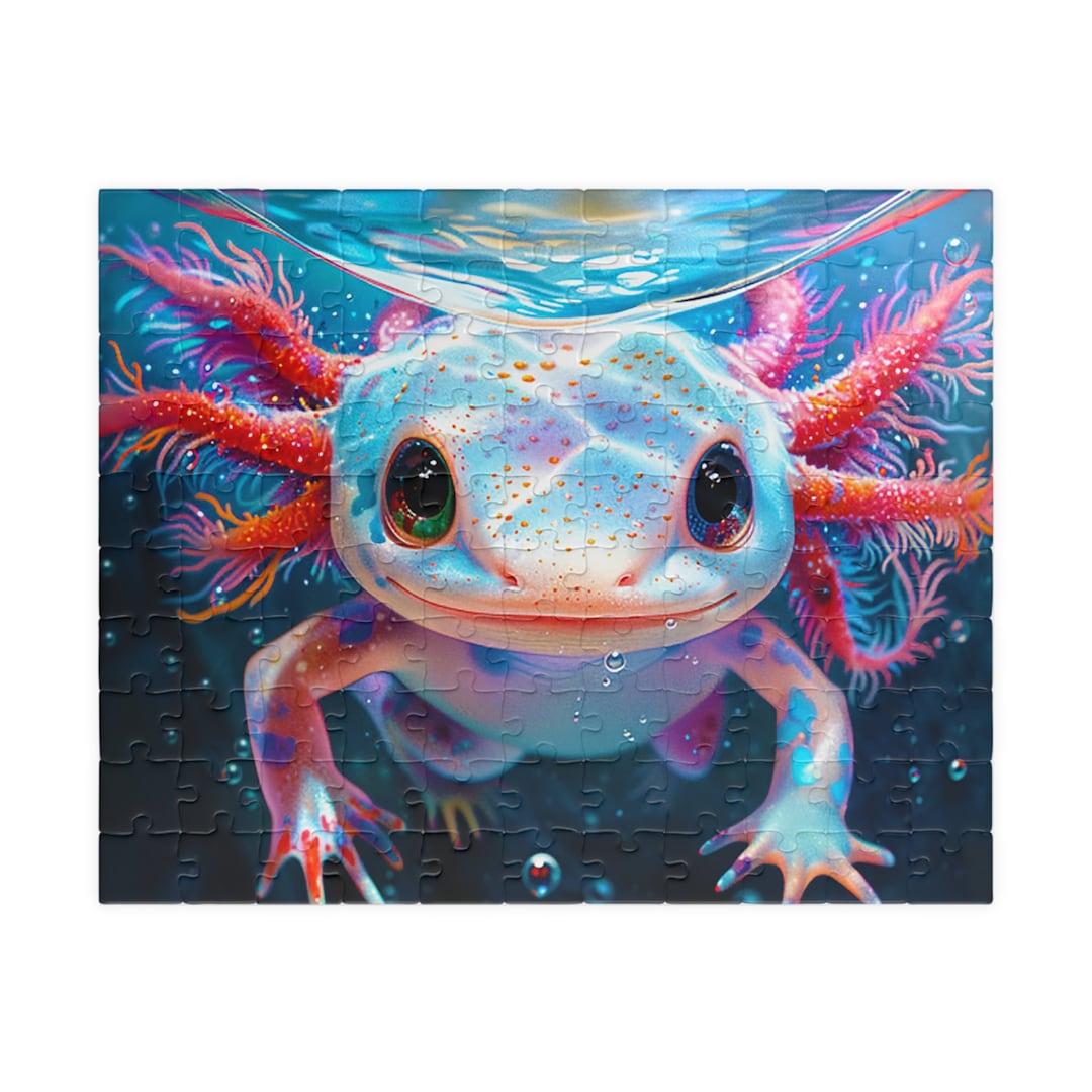 Axolotl Puzzle, Cute Axolotl Puzzle, Neon Axolotl Puzzle, Axolotl Gift ...
