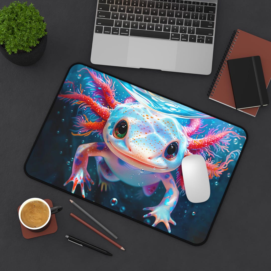 Axolotl Desk Mat, Cute Axolotl, Axolotl Mousepad, Axolotl Desk Pad ...