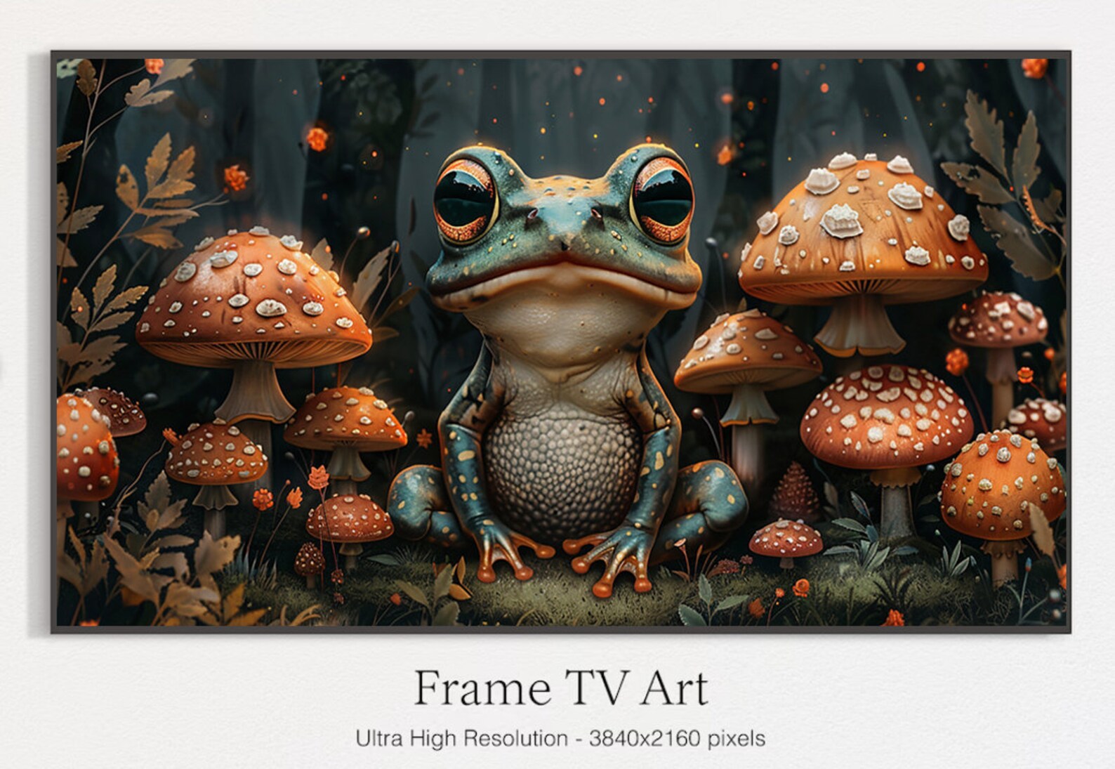 Frog Frame Tv, Enchanting Forest Frog With Mushrooms Frame TV Art ...