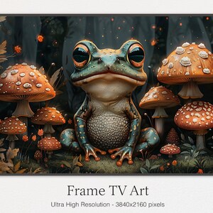 Frog Frame Tv, Enchanting Forest Frog With Mushrooms Frame TV Art ...