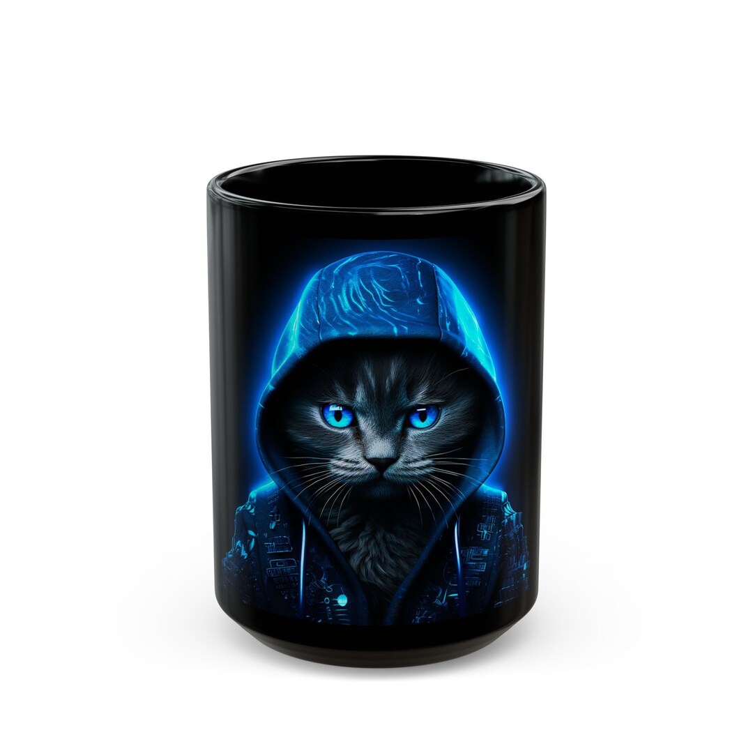 Cyberpunk Cat Hacker Mug: Blue Team Cybersecurity Gift - Etsy