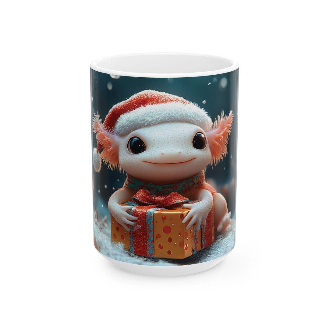 Christmas Axolotl Ceramic Mug, Cute Holiday Gift Cup, Two Sizes ...