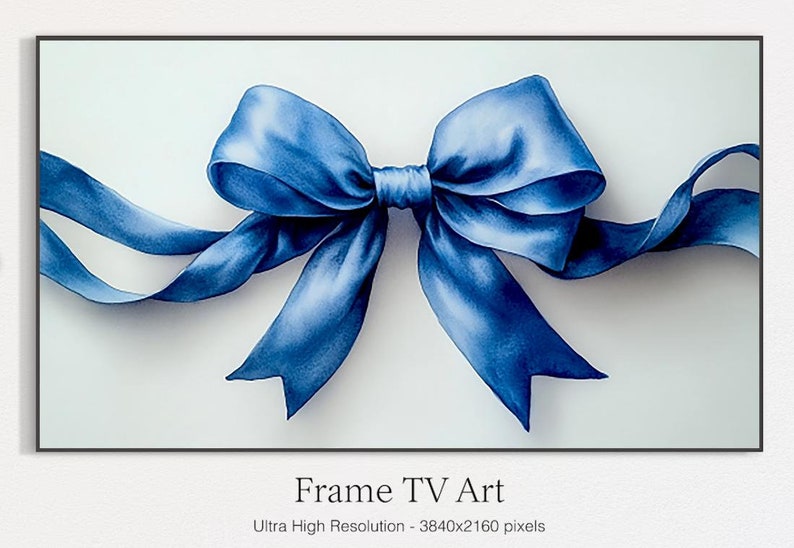 Watercolor Blue Bow - Frame TV & Wall Art | Blue Bow, Blue Ribbon, Blue ...