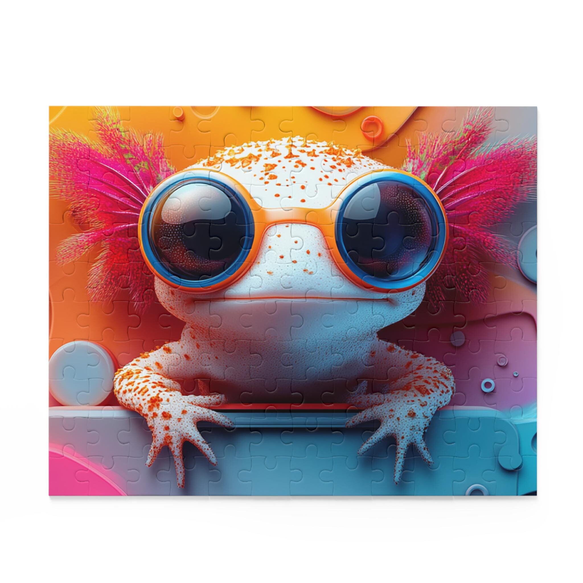Retro Vibes Axolotl Puzzle, Axolotl Puzzle, 80's Axolotl, Puzzle 120 ...