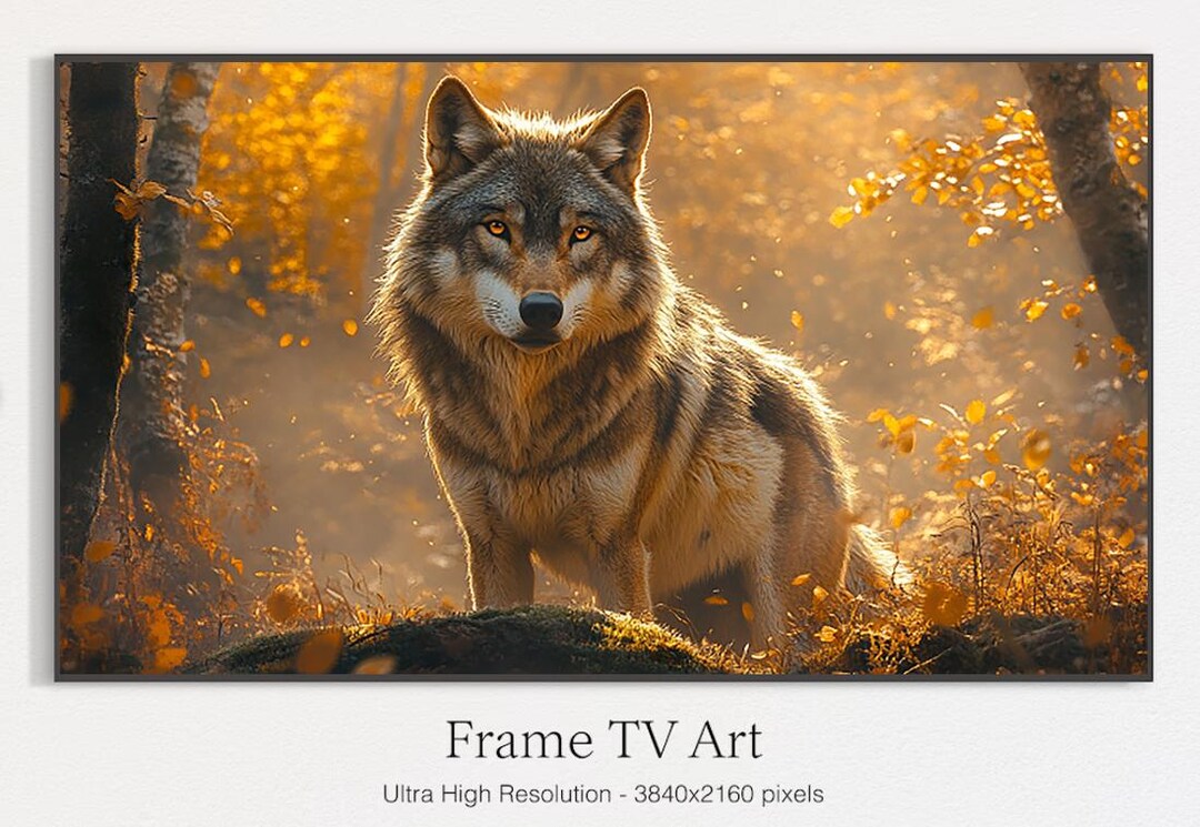 Majestic Wolf in Autumn Forest - Digital Art for Frame TV & Wall Art ...
