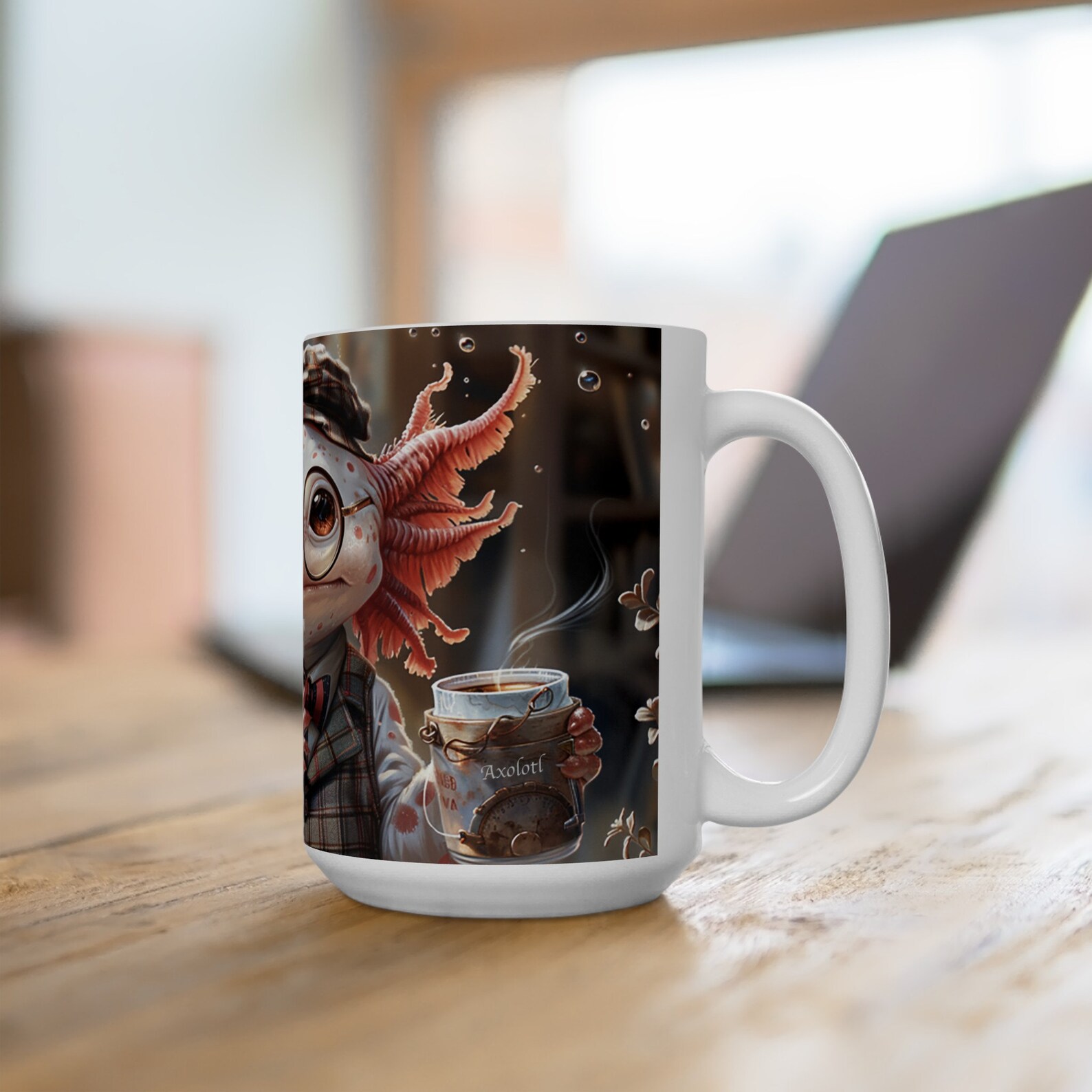 Axolotl Mug, Axolotl Scholar: Brew of Wisdom, Cute Axolotl Mug, Axolotl ...
