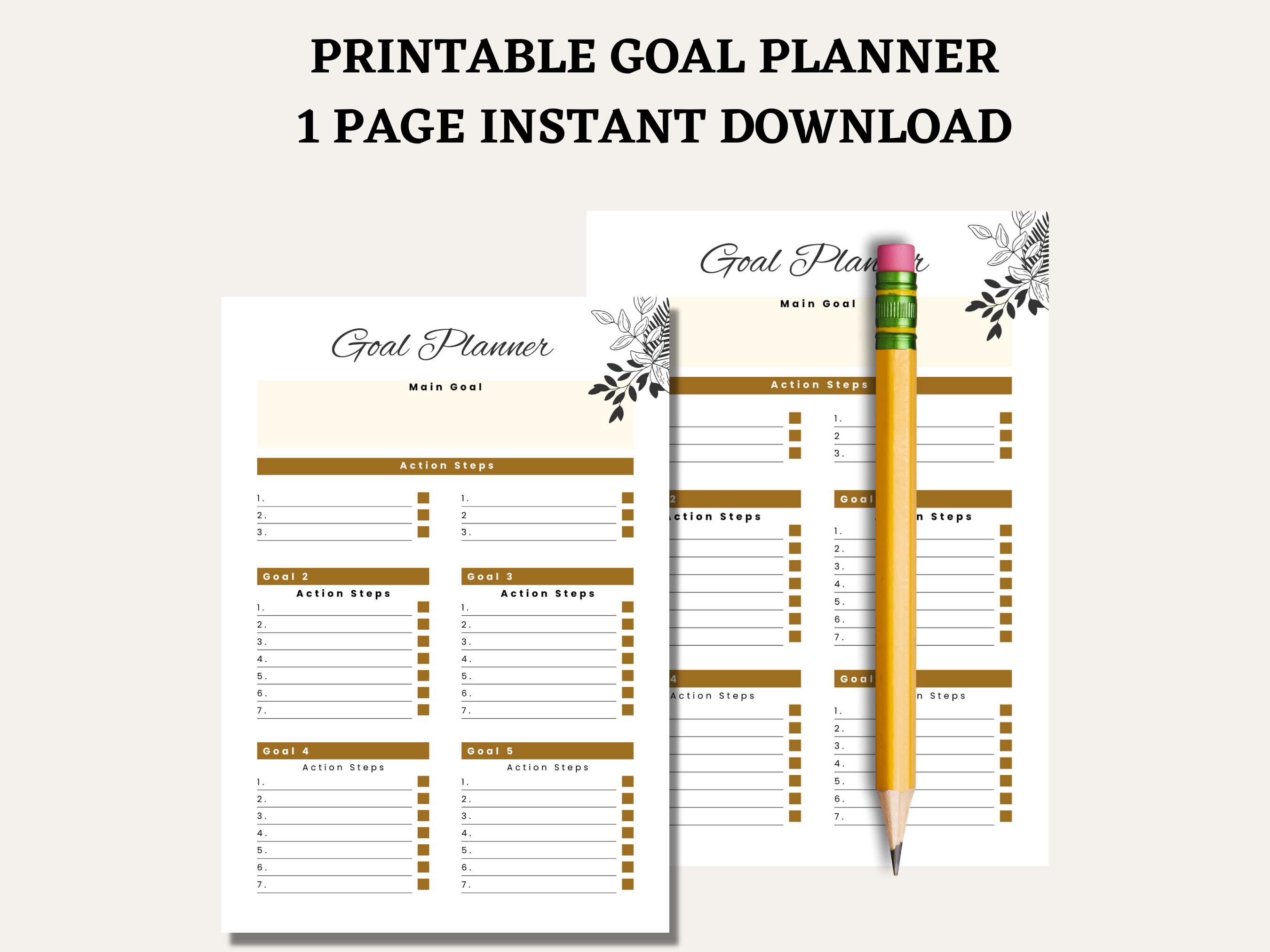 Goal Planner, Printable Goal Planner, Action Steps Planner, Planner ...