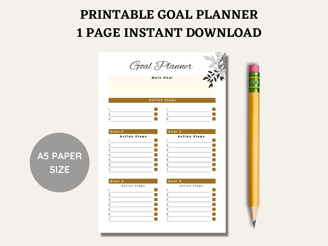 Goal Planner, Printable Goal Planner, Action Steps Planner, Planner ...
