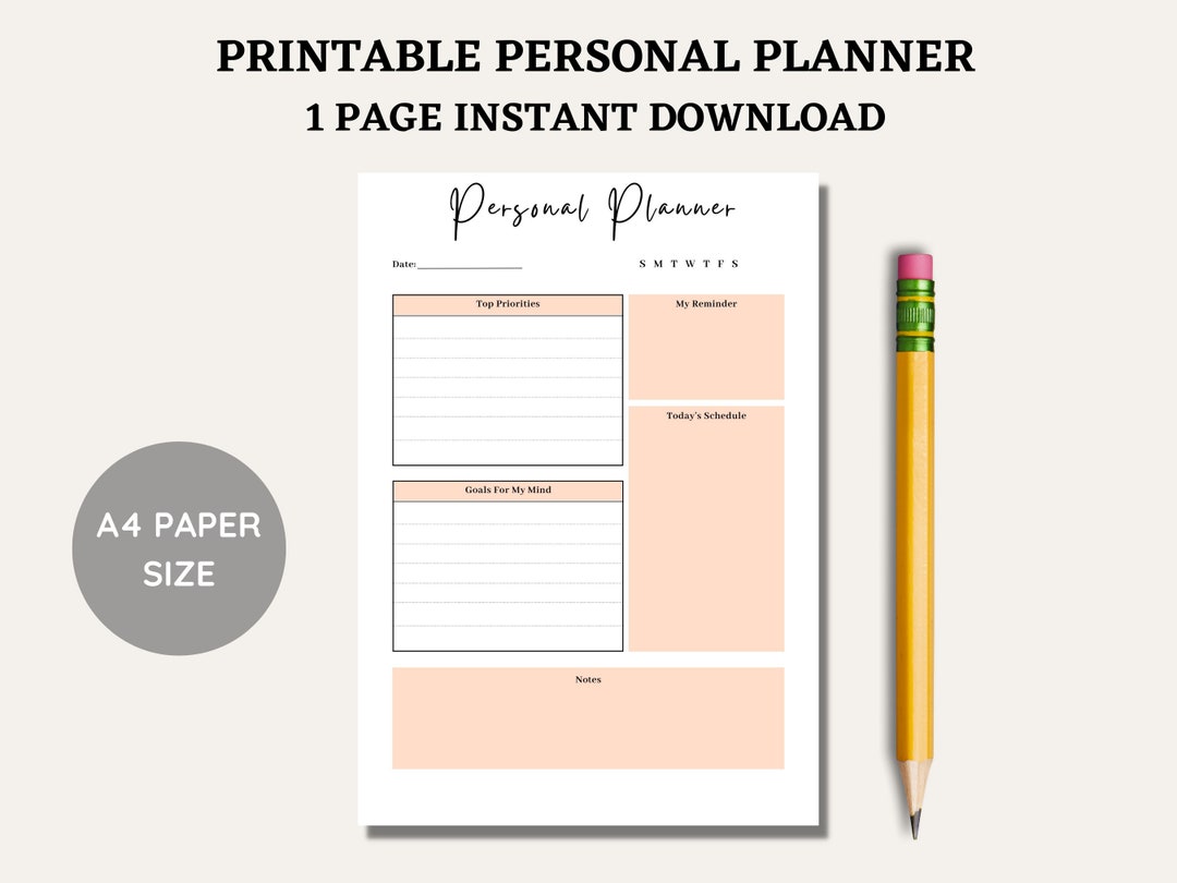 Personal Planner, Printable Personal Planner, Priorities, Reminders ...
