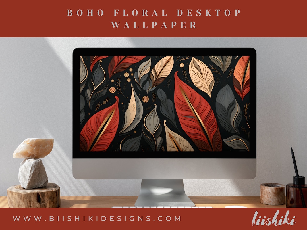 Boho Desktop Wallpaper, Floral Wallpaper, MacBook Wallpaper, Laptop ...