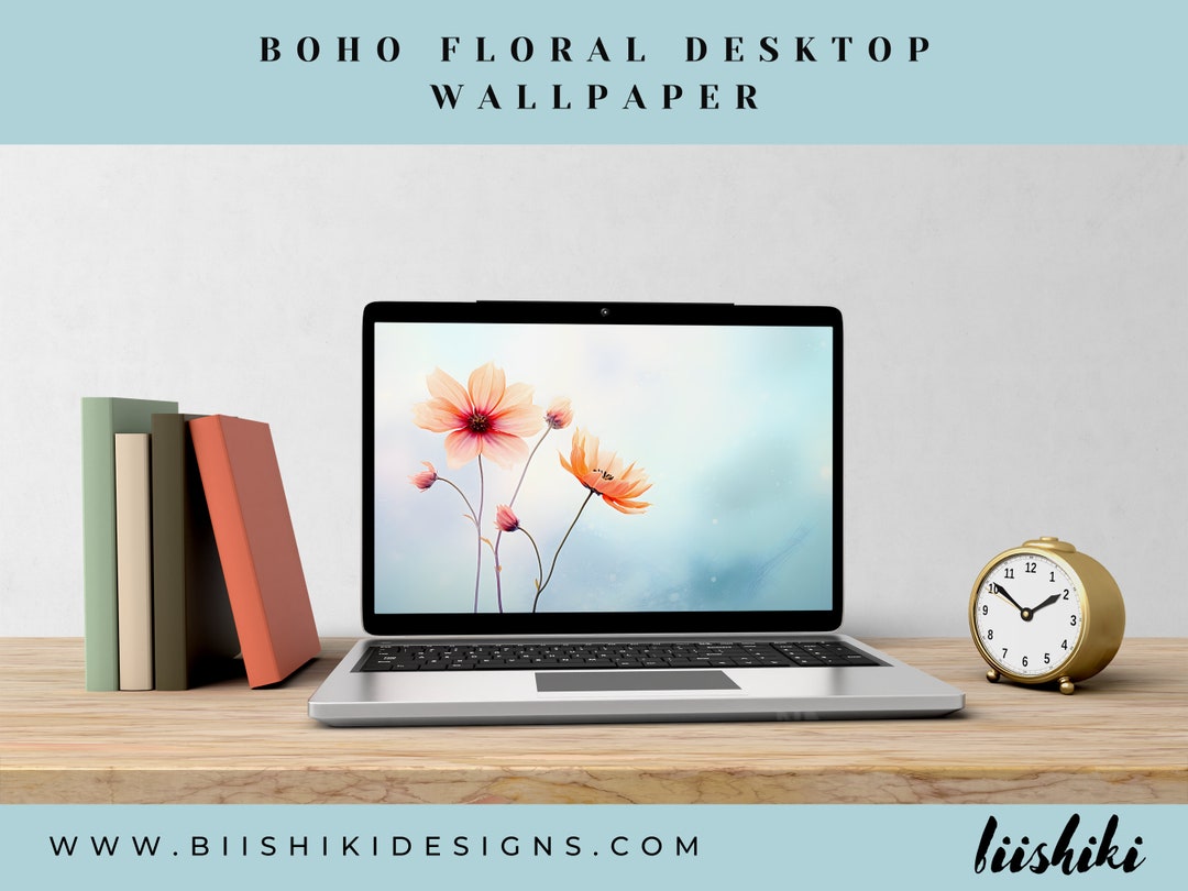 Boho Desktop Wallpaper, Water Color Flower Wallpaper, Mac Wallpaper ...