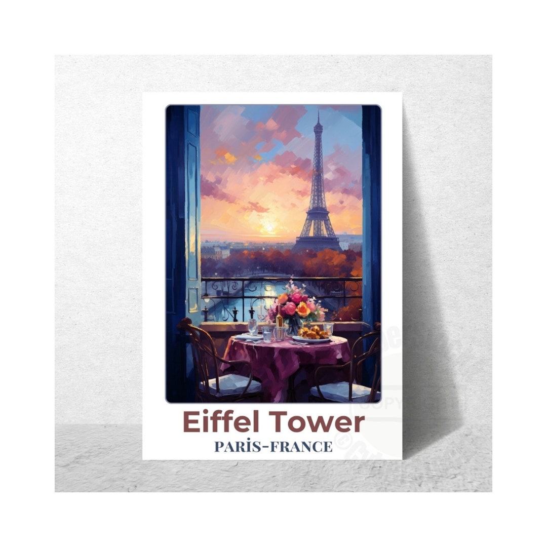 Eiffel Tower Travel Poster, Vintage Paris Poster, France Tourism Art ...