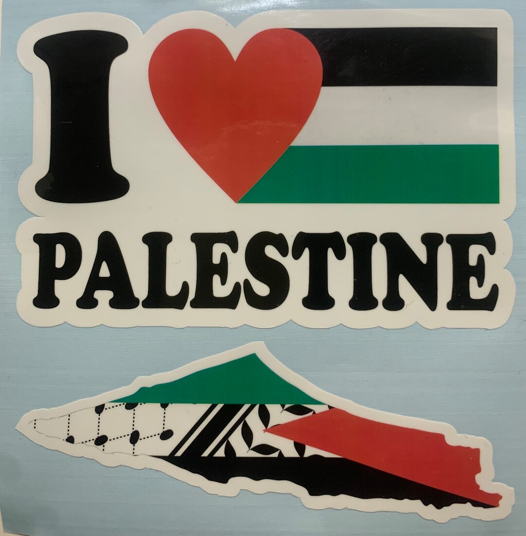 I Love Palestine and Palestine Map Decals With Flag - Etsy
