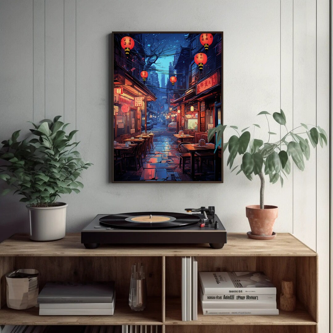 A Japanese Night Walk Poster, Japanese Anime Print, Ukiyo-e Art ...