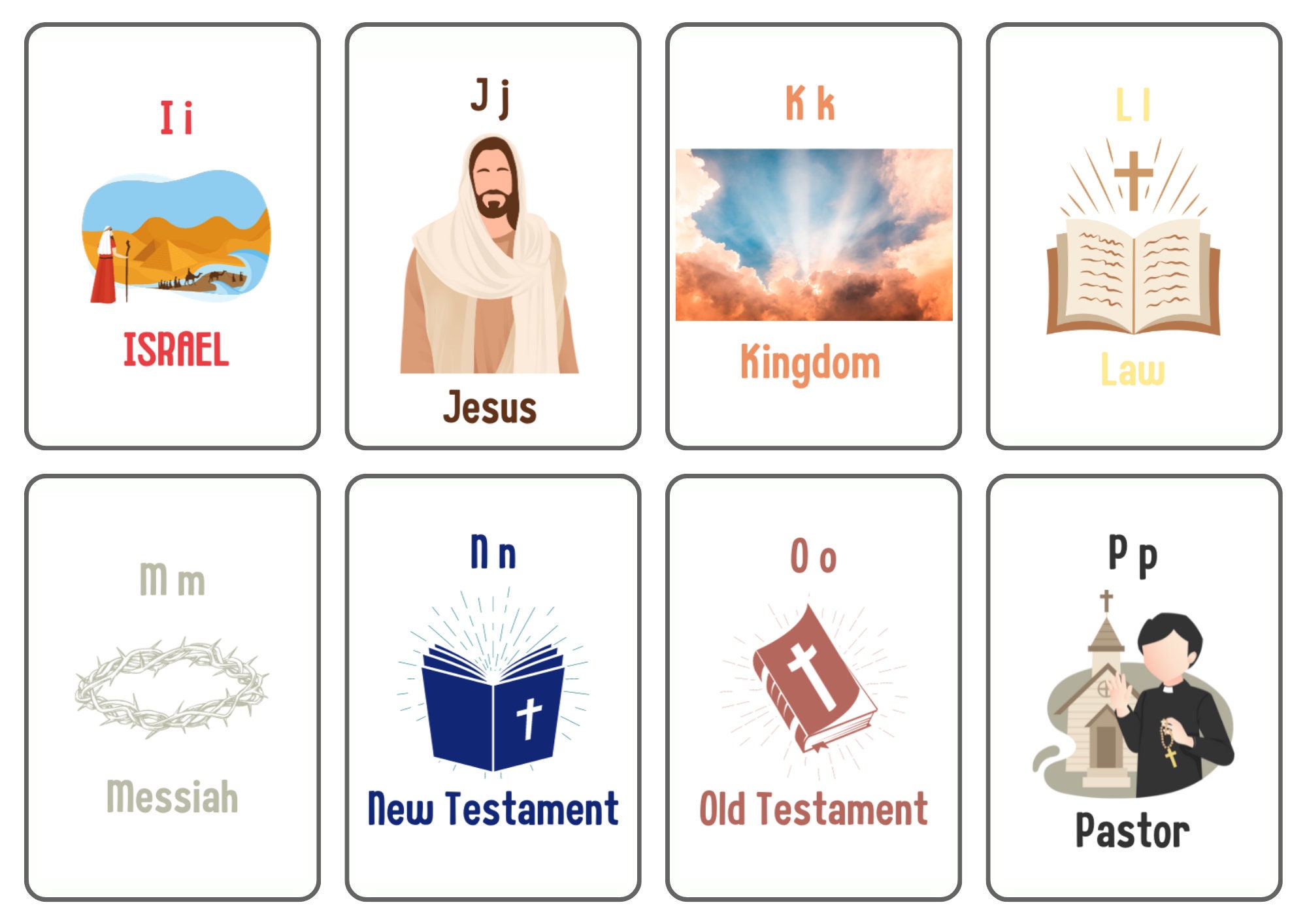 Bible ABC A-Z Flashcards for Children Christian Church Homeschool ...