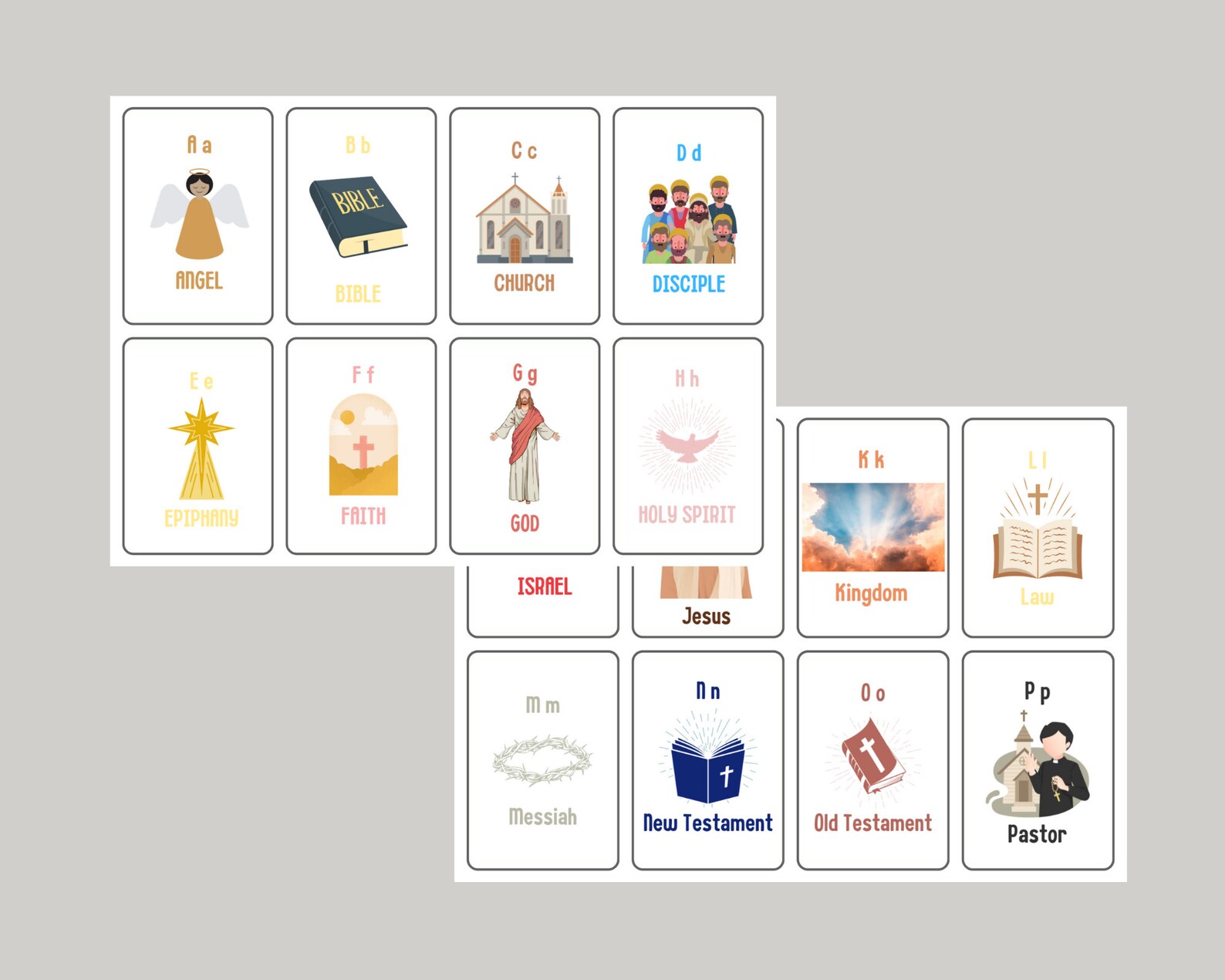 Bible ABC A-Z Flashcards for Children Christian Church Homeschool ...