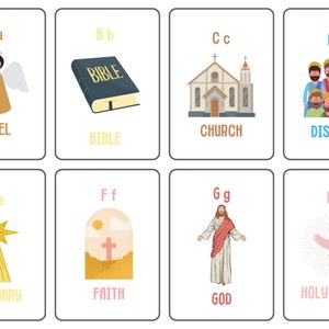 Bible ABC A-Z Flashcards for Children Christian Church Homeschool ...