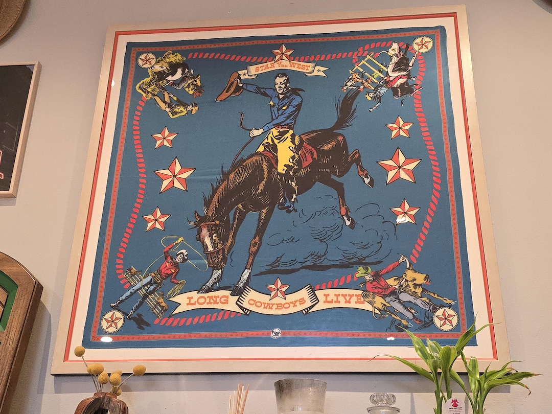 Framed Cowboy Silk Scarf - Etsy