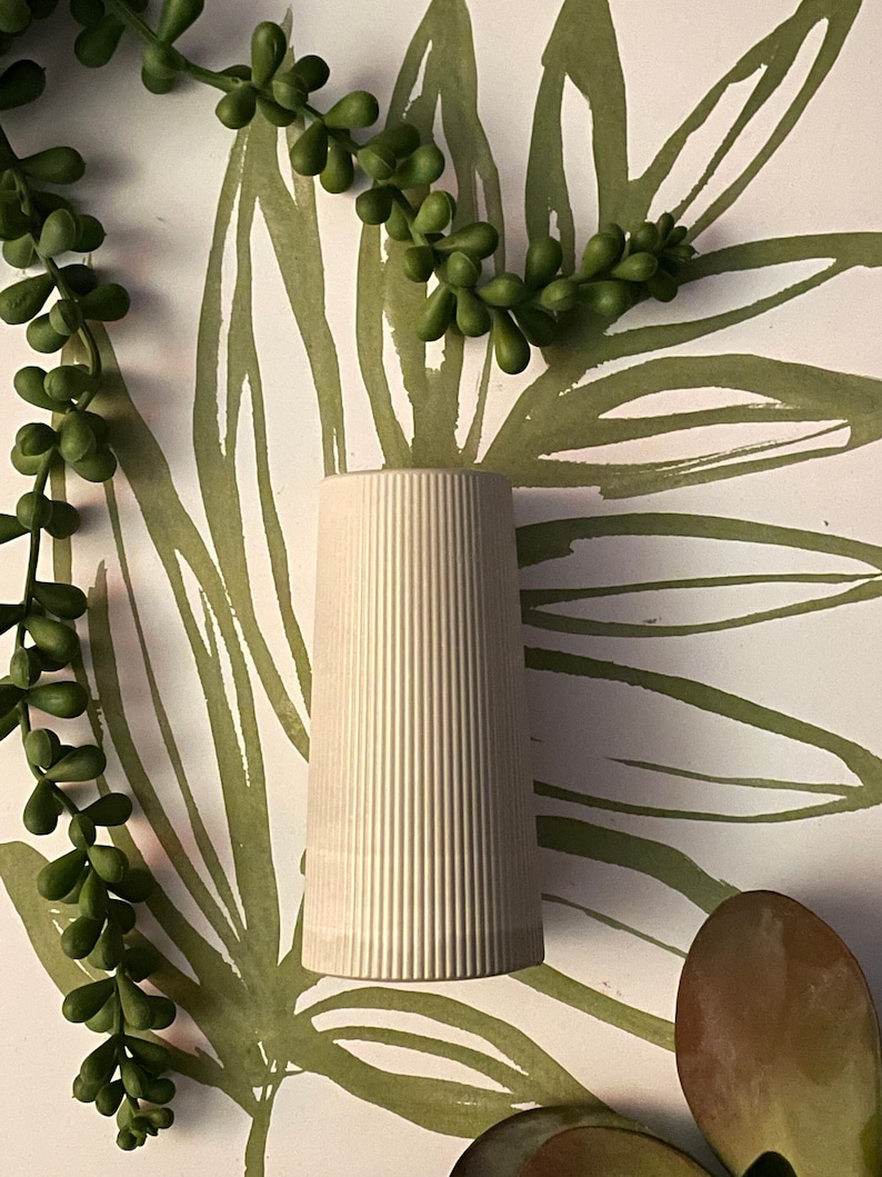 Concrete Decor Vase - Mini Ribbed Log Vase - Etsy