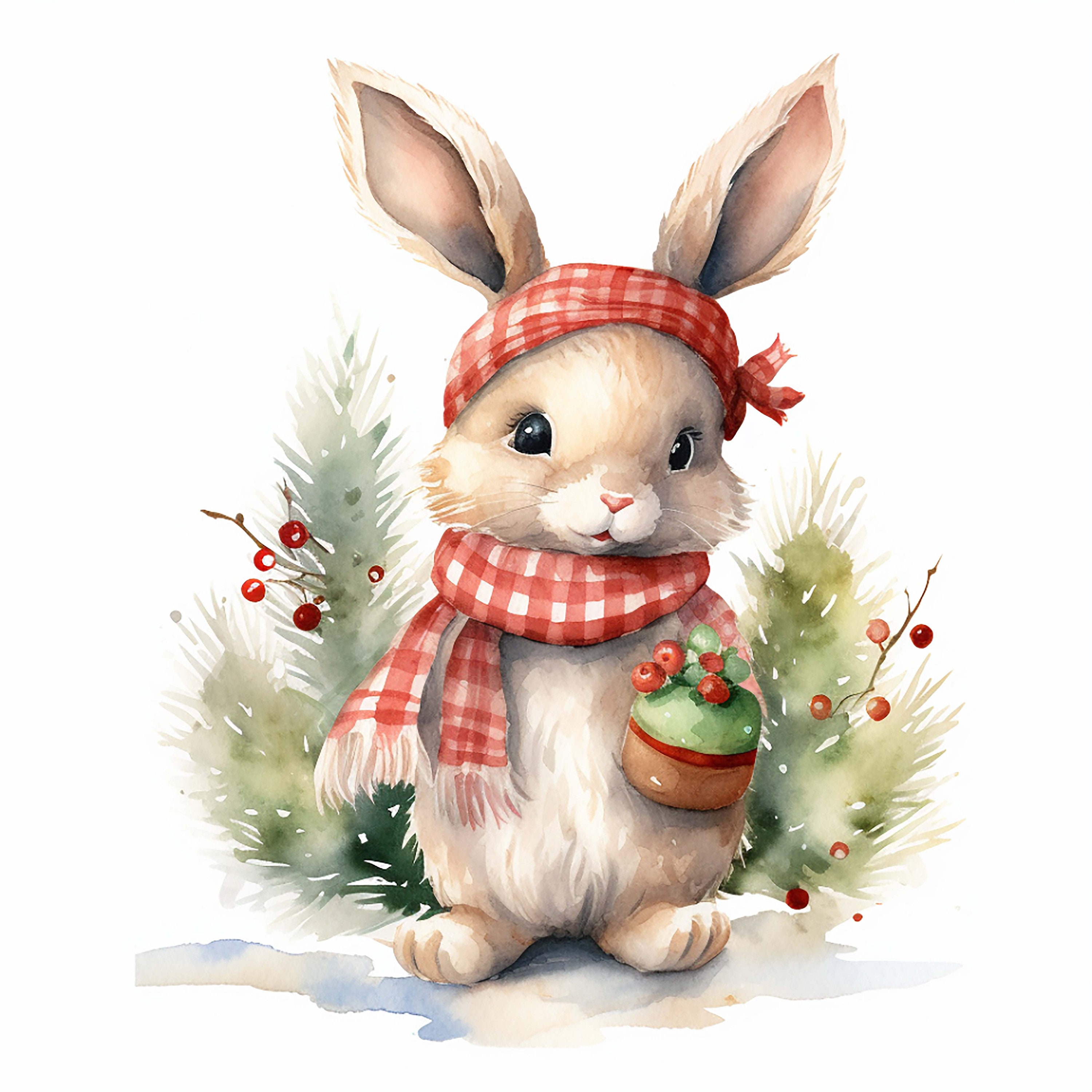 Christmas Bunny Clipart High Quality Png Christmas Clipart - Etsy