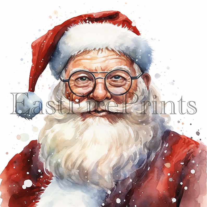 Watercolor Christmas Santa Clipart PNG Files Winter Holidays - Etsy