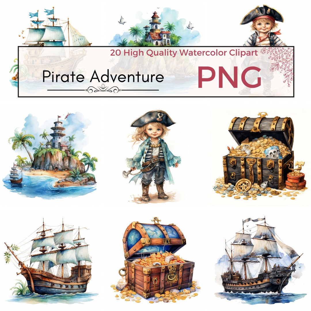 Pirate Adventure Clipart, High Quality Png, Nursery Clipart, Children's ...