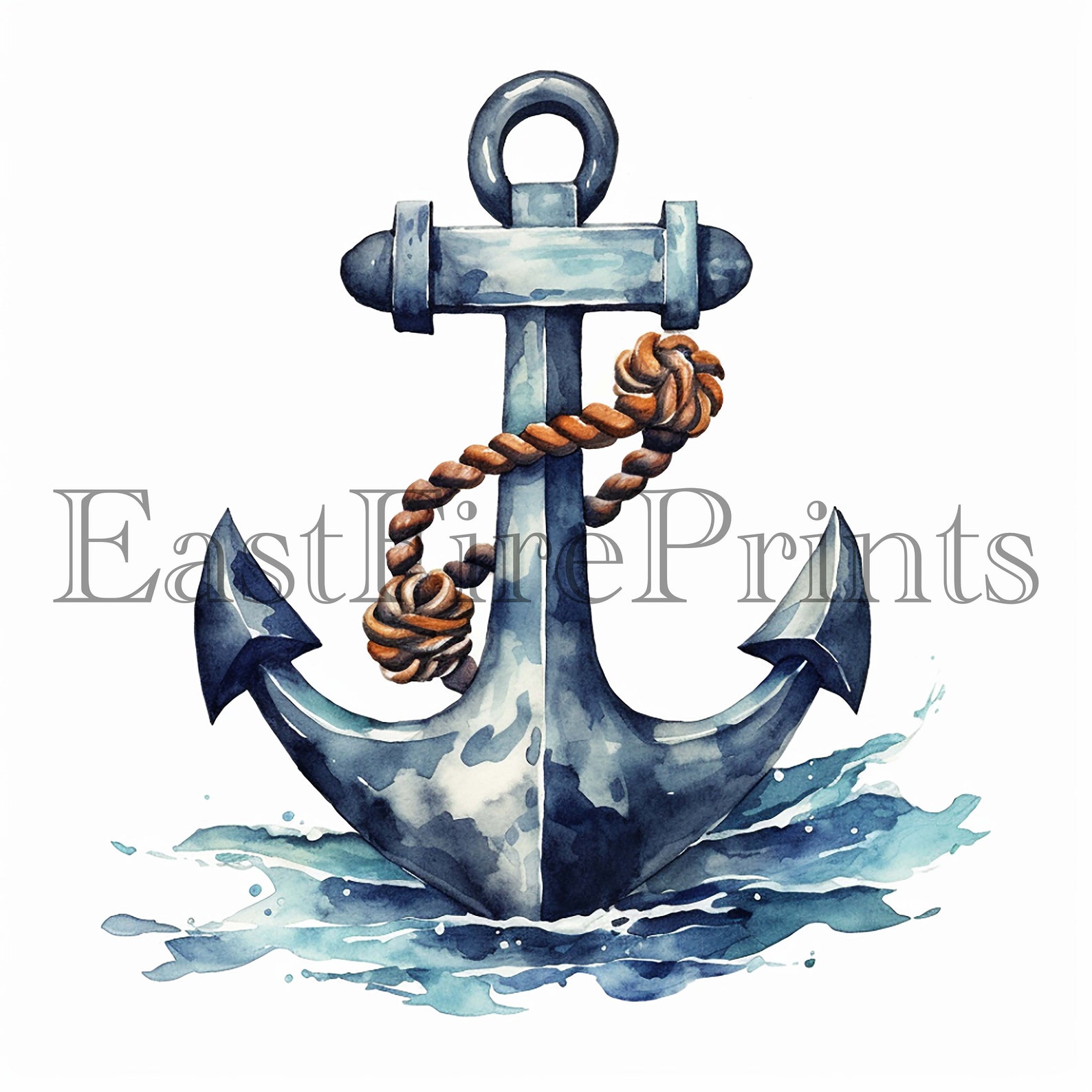 Watercolor Nautical Decor Clipart PNG Files, High Quality Anchor and ...
