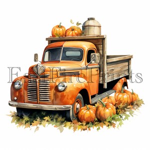 Watercolor Pumpkin Truck Clipart, High Quality Png, Autumn Clip Art ...