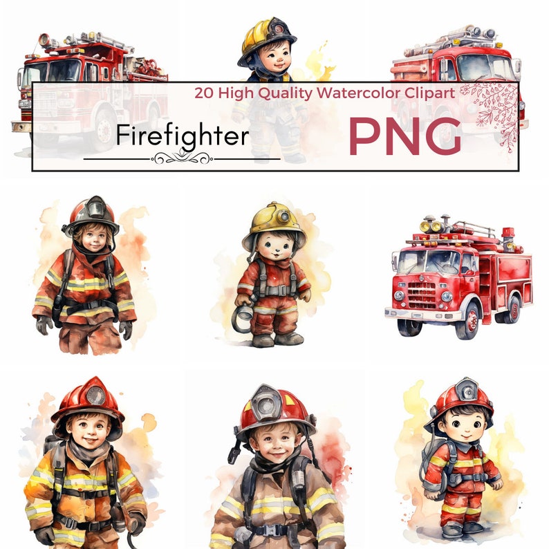 Firefighter Clipart High Quality Png Cute Nursery Clipart - Etsy