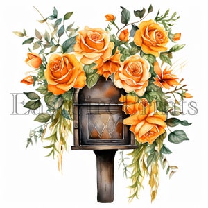 Watercolor Floral Mailboxes Clipart PNG, Cute Rustic Post Boxes Mailbox ...