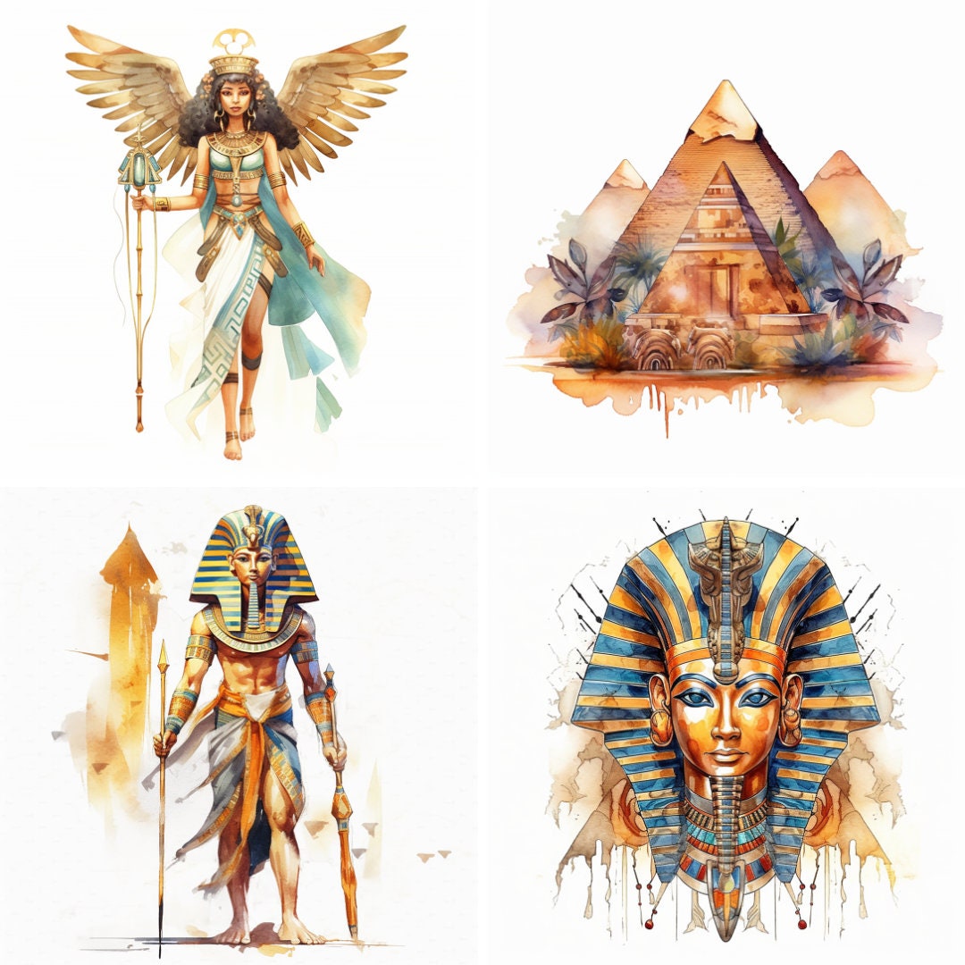 20 Watercolor Ancient Egypt Clipart PNG, Pyramids, Cleopatra, Egyptian ...