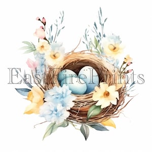Watercolor Bird Nests Clipart PNG, Bird Clip Art, Springtime Cute Birds ...