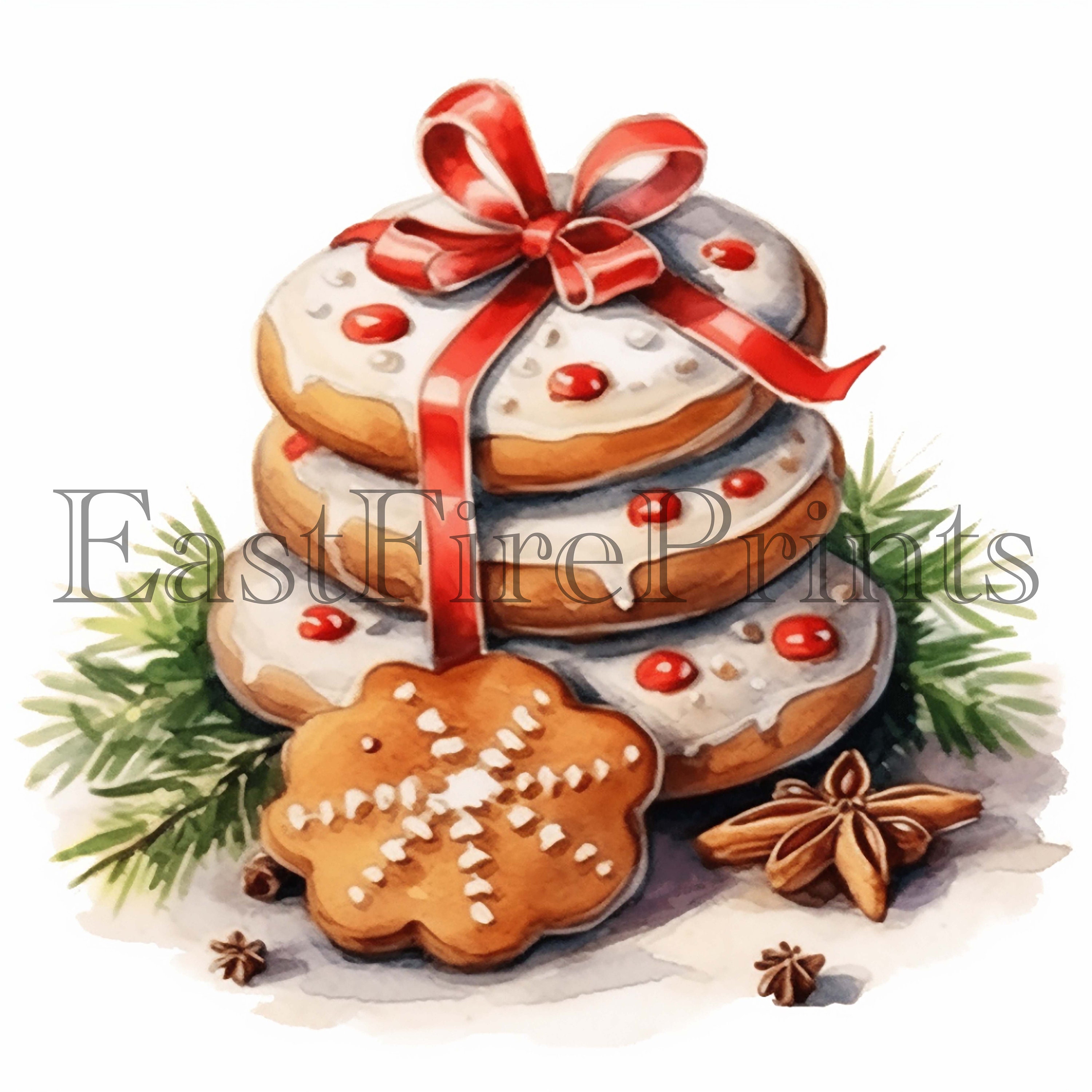 Watercolor Christmas Cookies Clipart High Quality Png Xmas - Etsy
