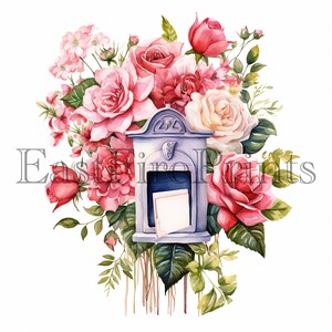 Watercolor Floral Mailboxes Clipart PNG, Cute Rustic Post Boxes Mailbox ...