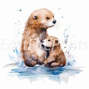 20 Watercolor Sea Otter Clipart Set - Wildlife Clipart - Commercial ...