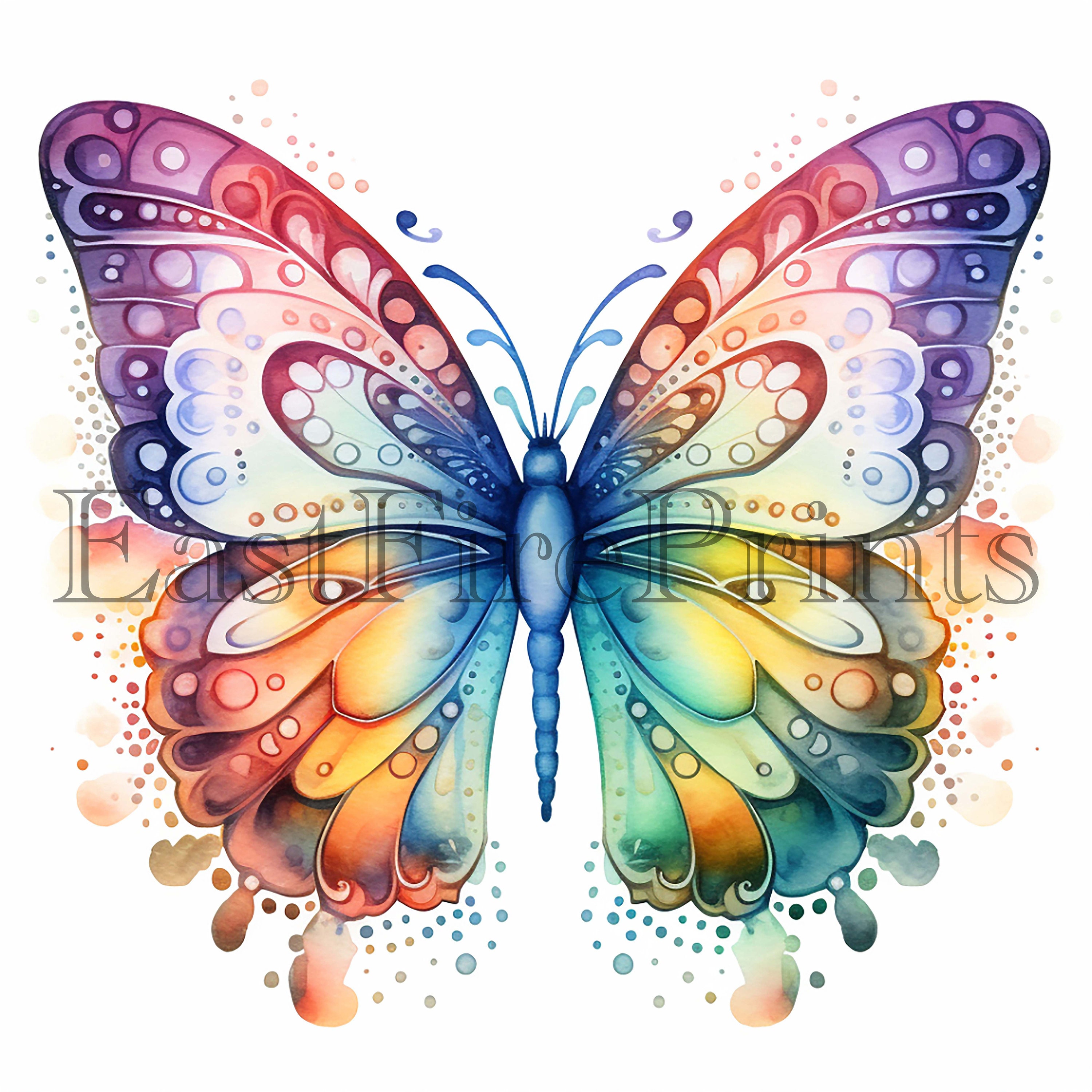 20 Retro Butterfly Watercolor Clipart Hippie Png Retro Clip - Etsy