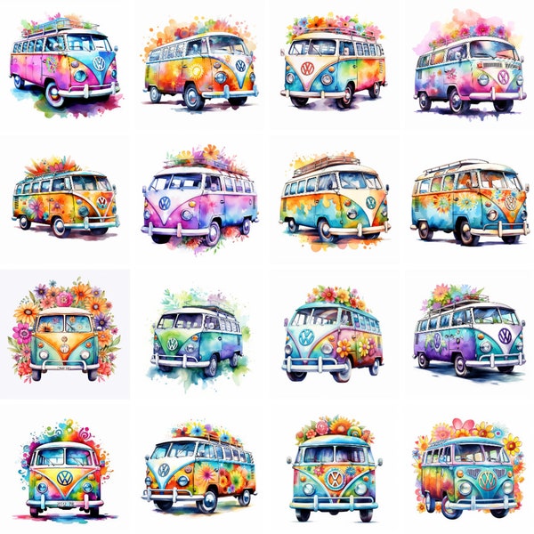 Hippie Van Clipart - Etsy