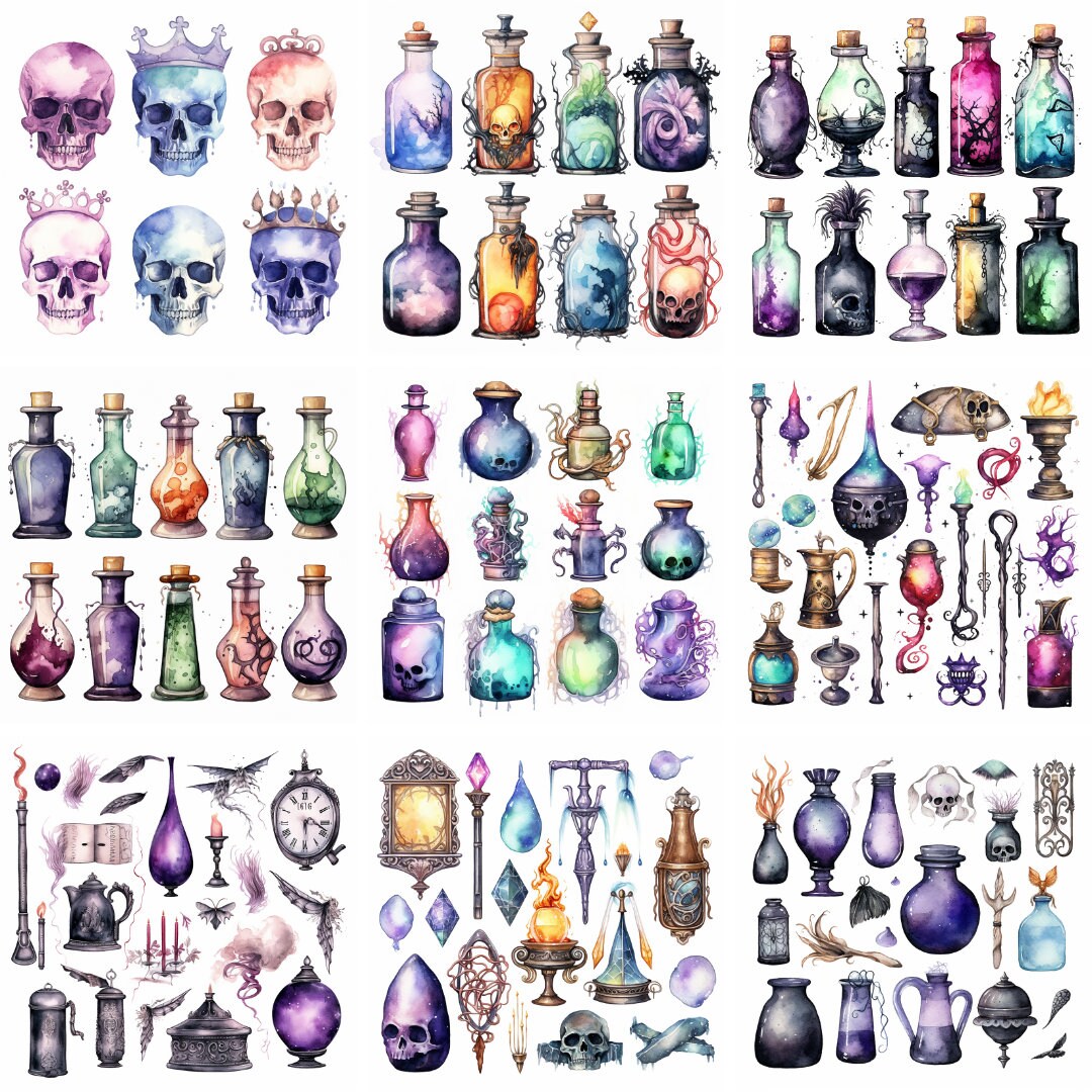 Set of 20 Watercolor Magical Trinkets Clipart Mystical - Etsy