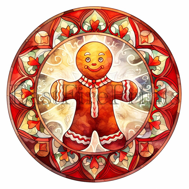 20 Gingerbread Man Stained Glass Clipart Christmas Bundle - Etsy