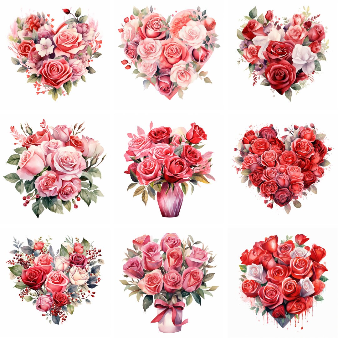 Watercolor Valentine Rose Clipart, High Quality Png, Valentine ...