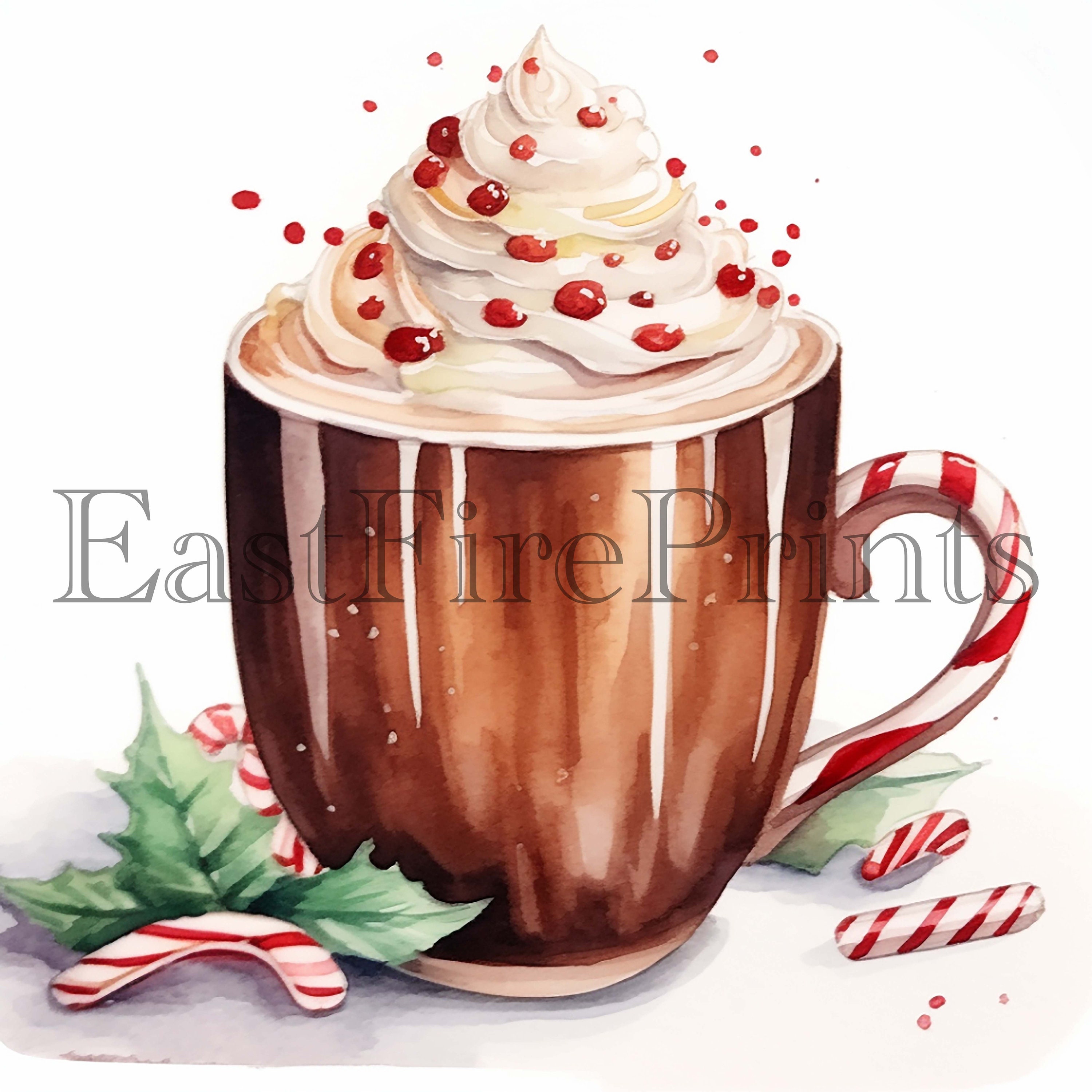 Watercolor Hot Chocolate Clipart High Quality PNG Files Hot - Etsy