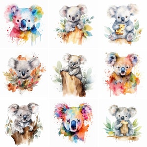 20 Watercolor Koala Bear Clipart Set - Cute Koala PNG - Koala PNG ...